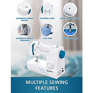 MILLEPUNTI Sewing Machine with 25 Stitches Automatic Needle Threader and Bobbin Winder Include 4 Feet and Accessories Perfect for Beginners Quilting and DIY MKR45