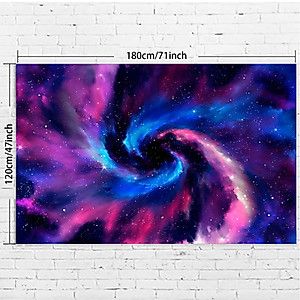 Galaxy Starry Sky Psychedelic Mysterious Universe Banner Backdrop Outer Space Nebula Starry Stars Cosmic Theme Decor Decorations for Boys Girls 1st Birthday Party Baby Shower Supplies Blue and Purple