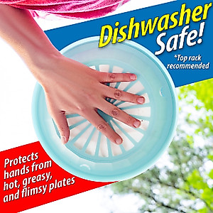 Besti Reusable Plastic Paper Plate Holders 10 Inch, 20 Piece Round Plastic Paper Plate Holder Set with Snap-In Grooves, Dishwasher Safe, 4 Assorted Colors