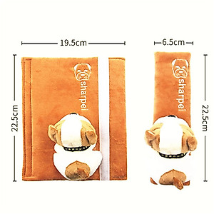 Katutude Car Seat Belt Cushion Car Seat Belt Strap Cover, Cute Animal Plush Shoulder Strap Pad Seat Belt Cover Adjustable Super Soft Belt Protector for Kids Adults, Red Cat