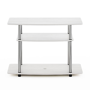 Furinno Turn-N-Tube No Tools 3-Tier Entertainment Center TV Stand for TV up to 32 Inch with Stainless Steel Tubes, White Oak/Chrome