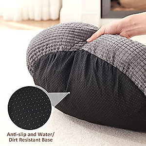 MIXJOY Small Dog Bed with Blanket Attached, Round Calming Hooded Cozy Cave Dog Beds for Small Dogs, Soft Plush Cuddler Puppy Pet Bed and Dog Burrow Cave Bed, Anti-Slip Bottom, 23inch