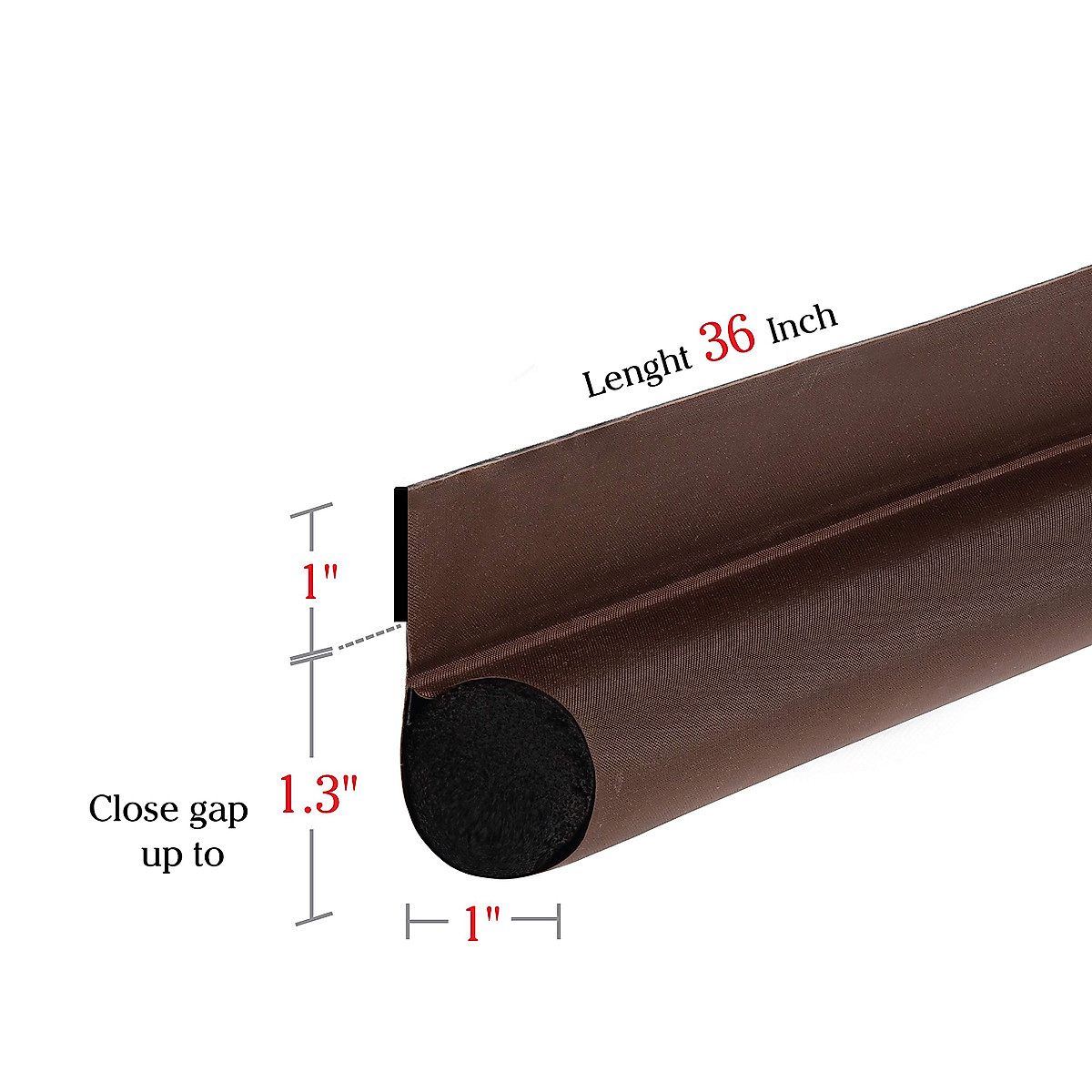 deeTOOL MAN Door Draft Stopper 36" : One Sided Door Insulator with Hook and Loop Self Adhesive Tape Seal Fits to Bottom of Door/Under Door Draft Stopper (Brown)