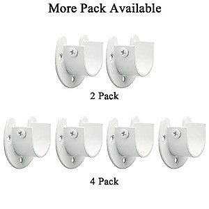 Mooche 4Pcs Wardrobe Closet Rod Bracket U-Shaped Curtain Rod Sockets Closet Pole End Supports Flange Rod Holder 1 Inch, Stainless Steel White Finished, MFL8001UW-4P