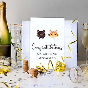 Asmallgf Cute Wedding Card for Cat Lover, Cat Newly Wed Gifts for Couples, Just Married Congratulations Gifts
