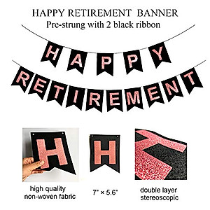 Hombae Retirement Party Decorations for Women, Happy Retirement Party Decorations, Rose Gold Happy Retirement Banner Paper Fans for Women Retirement Party Supplies