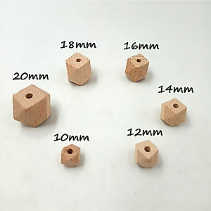 Natural Wood Geometric Hexagon Beads 10mm Polygon Ball Wooden Loose Spacer Beads for Crafts DIY Jewelry Making (10mm-100pcs)