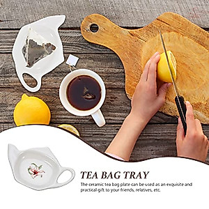 DOITOOL White Ceramic Tea Bag Coasters Tea Bag Holder, 2Pack Teapot-Shaped Spoon Rests Tea Bag Storage Rack Classic Teabag Caddy Holder Saucer
