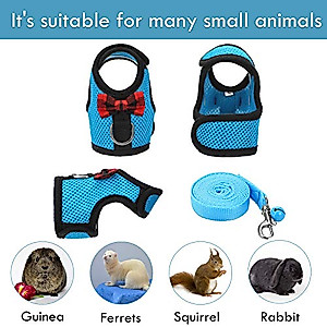 2 Pieces Guinea Pig Clothes Soft Mesh Guinea Pig Harness with Safe Bell, Baby Ferret Harness and Leash Set for Hamster, Baby Ferrets, Rats, Guinea Pig, Chinchilla, Teacup Chihuahua