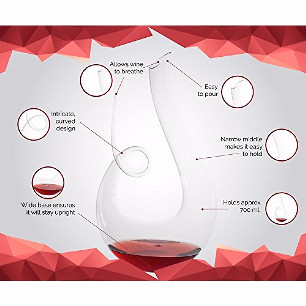 Godinger Wine Decanter, Crystal Wine Decanter Carafe, Wine Aerator, Wine Gifts