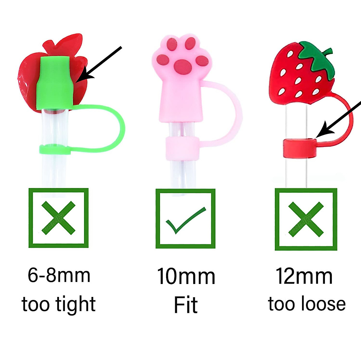 Horsdo 10mm Straw Cover for Stanley Cup,Dust-Proof Straw Cap Toppers,Reusable Silicone Soft Protector Cover for 0.4 inch/10mm Straws