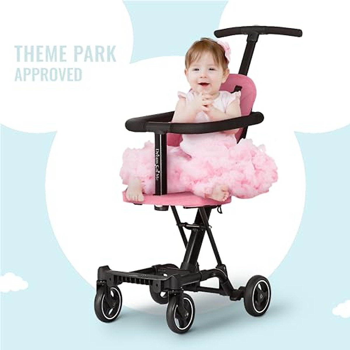 Dream On Me Coast Rider Umbrella Stroller, Lightweight Stroller with Compact Fold, One Hand Easy Fold Baby Stroller, Removable Canopy, Adjustable Handle and Soft-Ride Wheels, Pink