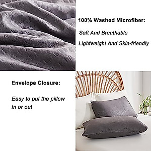 DuShow Seersucker Duvet Cover King-Solid Textured Bedding Cover Set,Soft Duvet Cover Set with Zipper Closure,Corner Ties(Dark Grey,104"x90")
