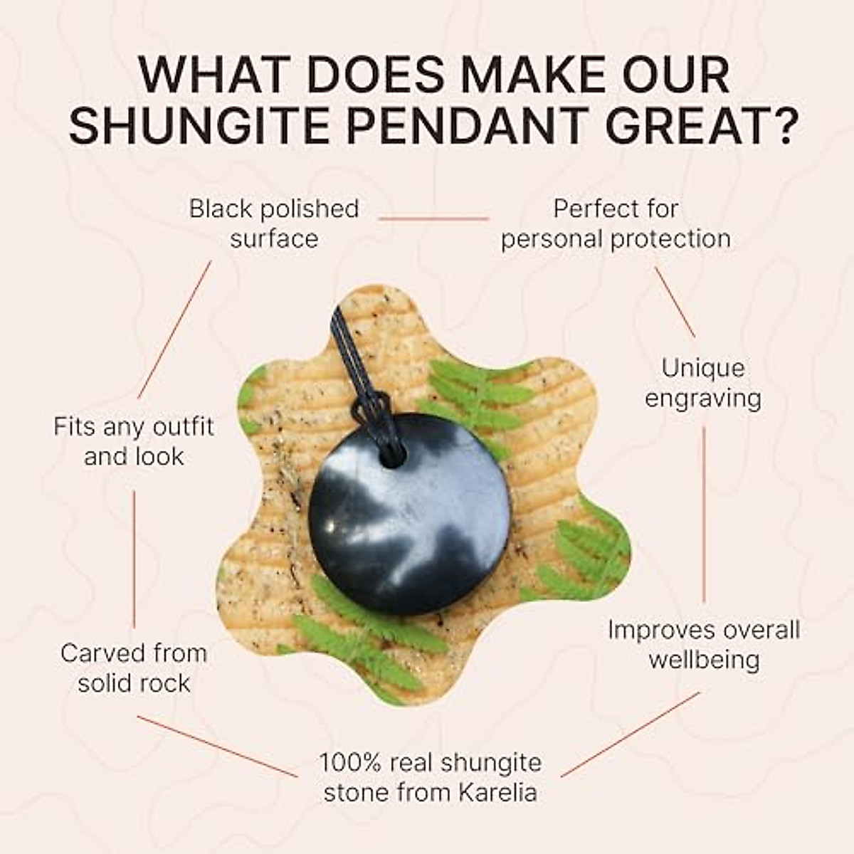 Karelian Heritage Round Tablet Shungite Stones Pendant | Authentic Shungite Crystal Jewelry Pendant Amulet | Defender Shield Protection Necklace Stone | Chakra Healing Necklace for Meditation PE09