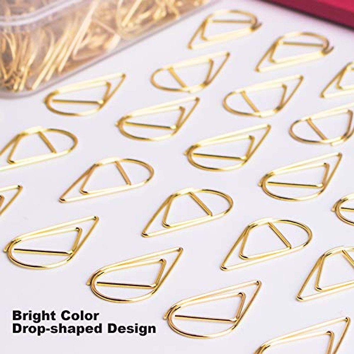 300 Pieces Gold Cute Paper Clips Stainless Steel Drop-Shaped Paper Clips for School Office Supplies Baby Shower Crafts Scrapbooking Bookmarks Kids Women Planners by VENCINK