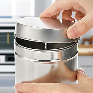 Yesland 8 Pack Tea Tin Canister with Airtight Double Lids, 33 Fluid oz Tea Storage Organizer Tin Can Box Round Loose Leaf Tea Kitchen Canisters for Coffee, Candy, Herbs and Spices(Silver)