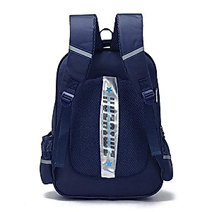 Mysticbags Boys Backpack Soccer Printed Kids School Bookbag for Primary Students Dark Blue