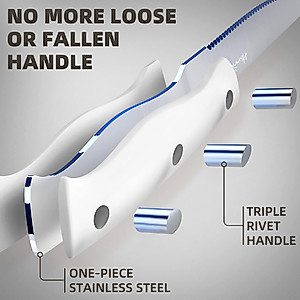 harriet Steak Knife Set, Serrated Steak Knives Set of 6, Full Tang German Stainless Steel Steak Knives, White