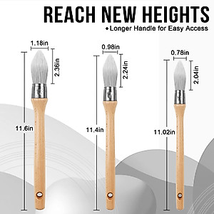 WRAPXPERT Trim Paint Brush,11" Long Handle Edge Painting Tool Kit,Round Trim Brushes for Corner,Touch UPs,Artwork,House Wall Edges 3-Pack