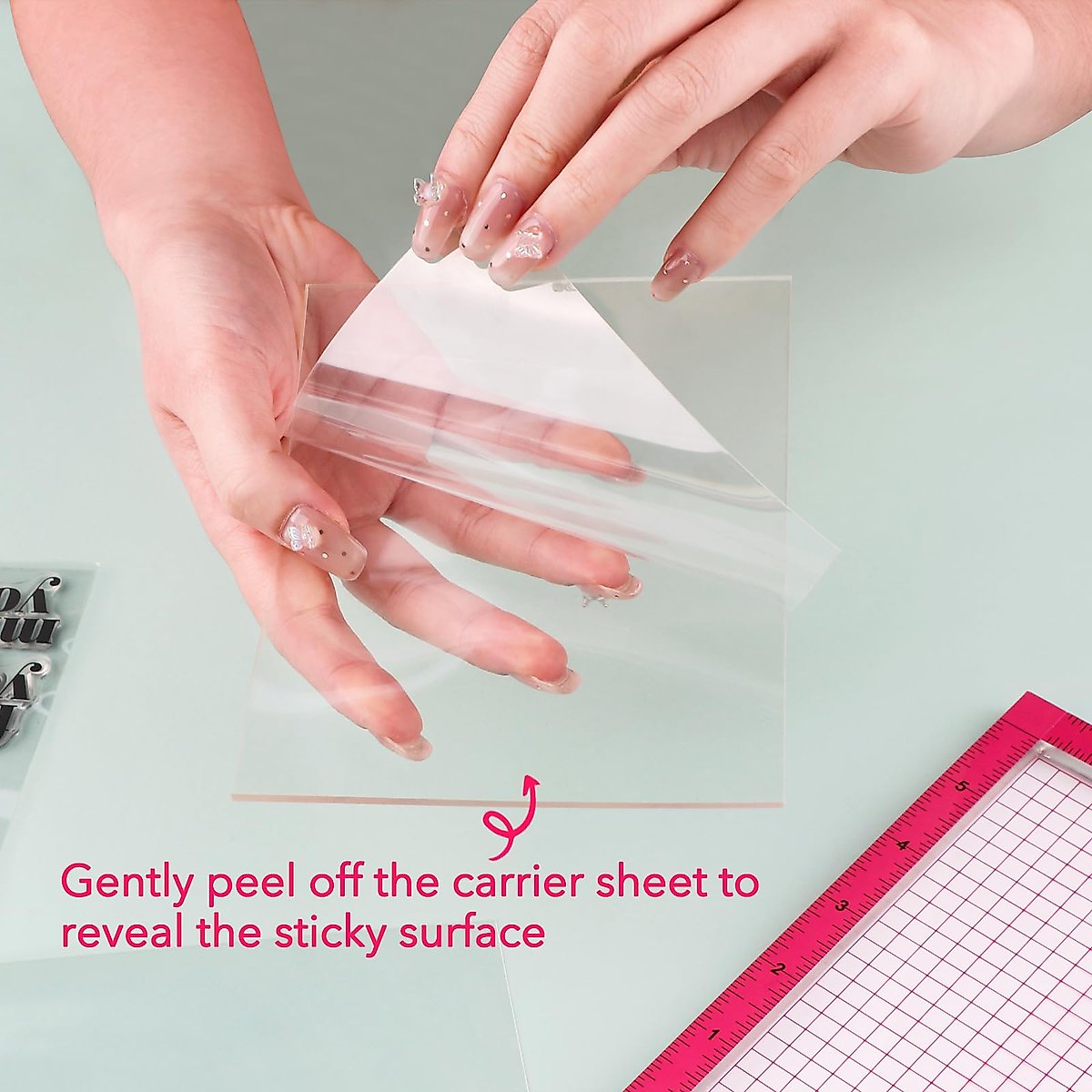 Briartw 6.5x8.5 Grip Mat with Printed Guides,Multi-Use Non-Slip Sticky Mats Fit in original-size Stamp Positioning Tool,Photopolymer Mat for Centering & Aligning Tape-free Stenciling Ink Blending