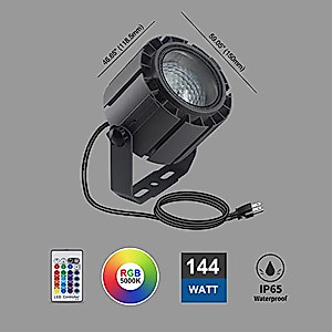 Yasotek Ocean Water Wave Light Projector Outdoor - 144W Waterproof LED Ripple Garden Lights RGBW Water Effect or Flame Fire Effect with RF Remote for Patio Christmas Halloween Wedding Pool