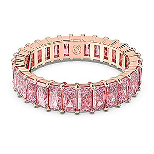SWAROVSKI Matrix ring, Baguette cut, Pink, Rose gold-tone Finish