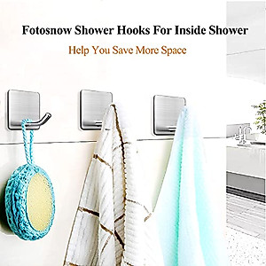 Towel Hooks Holder Adhesive Wall Hooks Stainless Steel Waterproof Shower Heavy Duty Stick on Hooks for Hanging Coat, Hat,Towel Robe Hook Rack Wall Mount- Bathroom and Bedroom 4-Packs