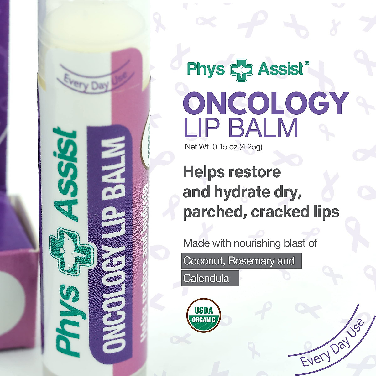 PhysAssist Oncology Cream 4 oz plus Lip Balm. Hydrates and Pampers Stressed skin. Made with a blend of natural Botanicals. Clinically Tested, Non Irritant.