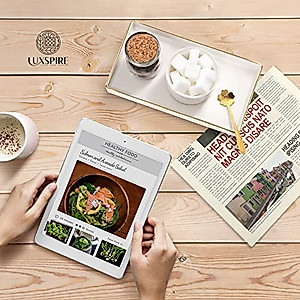 Luxspire Bathroom Vanity Tray, Ceramic Decorative Tray Jewelry Counter Storage Organizer, Gold Edged Dresser Kitchen Sink Tray for Perfume Candle Holder Bathroom Accessories -S- Matte White