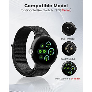 BlackPro Nylon Loop Compatible with Google Pixel Watch/Pixel Watch 2 Band with Upgraded Connector for Women Men, Adjustable Solo Loop Sport Straps Replacement band for Google Pixel Smartwatch