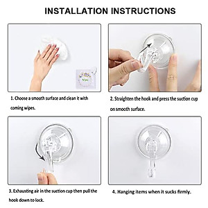 HEILONG Suction Cup Hooks, 4 Pack Small Clear Detachable Suction Cups for Glass Doors, Glass Windows, Kitchen Bathroom Shower Wall Suction Hangers for Towels Kitchen Utensils Wall Hooks, Yellow