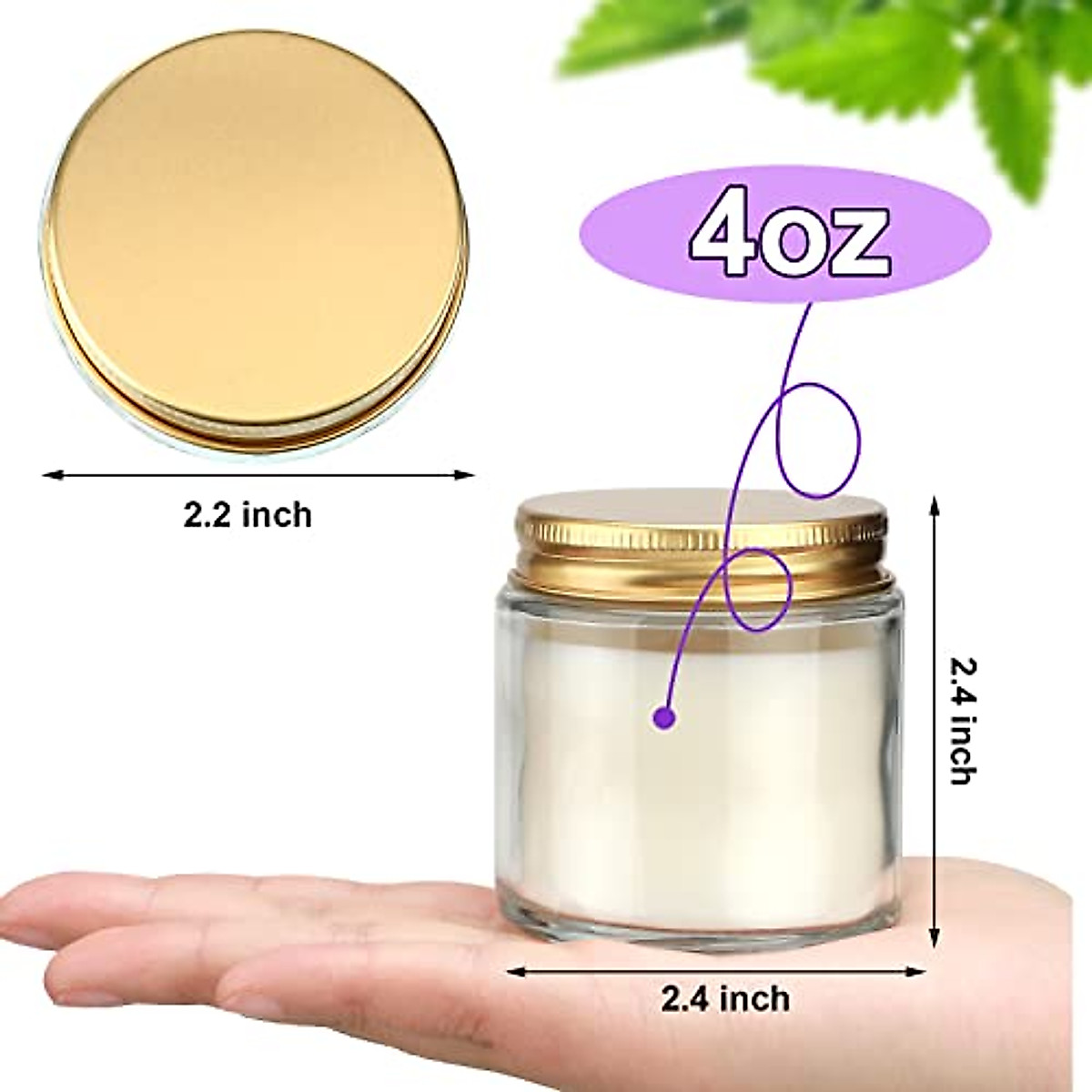 48 Pack Mini Mason Jar Candles 4 oz Small Lavender Scented Jar Candles in Bulk Wax Stress Relief Aromatherapy Candles for Wedding Birthday Gifts Bridal Baby Shower Party Favors (Gold Lid)