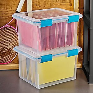 SABIB 32 Quart Clear Plastic Stackable Storage Container Box Bin, 4 Pack