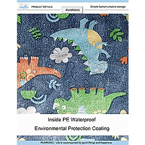 CherryPig RUNRONG Large Size Round Storage Basket Foldable Waterproof Canvas Laundry Hamper with Handles Nursery Organizer for Bedroom/Living Room/Bathroom(Round Dinosaur Paradise)