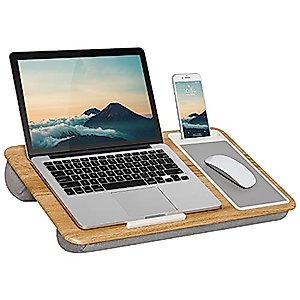 LapGear Home Office Lap Desk with Device Ledge, Mouse Pad, and Phone Holder - Oak Woodgrain - Fits up to 15.6 Inch Laptops - Style No. 91589