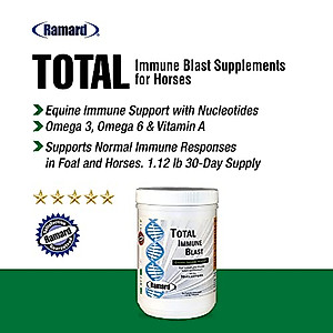Ramard Total Immune Blast - Equine Immune Support, Horse Vitamin & Powder Supplement w/Zinc, Selenium, Omega 3, Omega 6 & Vitamins w/Nucleotides, Equine Powder & Supplements 1.12 lbs. 30 Days Supply