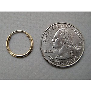 Small 14k Yellow Gold Continuous Endless Hoop Earrings, (1.5mm Tube) (Half inch - 13mm)