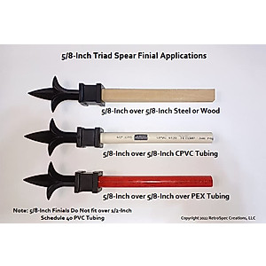 Retrospec Creations 100 Each for 5/8” Plastic Finial Tops for Iron Picket Fence Triad Spear – #50-58