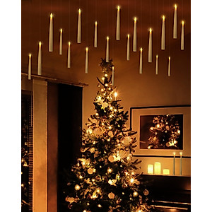 Bomivix 20pcs Christmas Decorations Flameless LED Floating Candles with Magic Wand Remote - Floating Hanging Home Decorations for a Spooky Atmosphere-Perfect for Festive Home Display