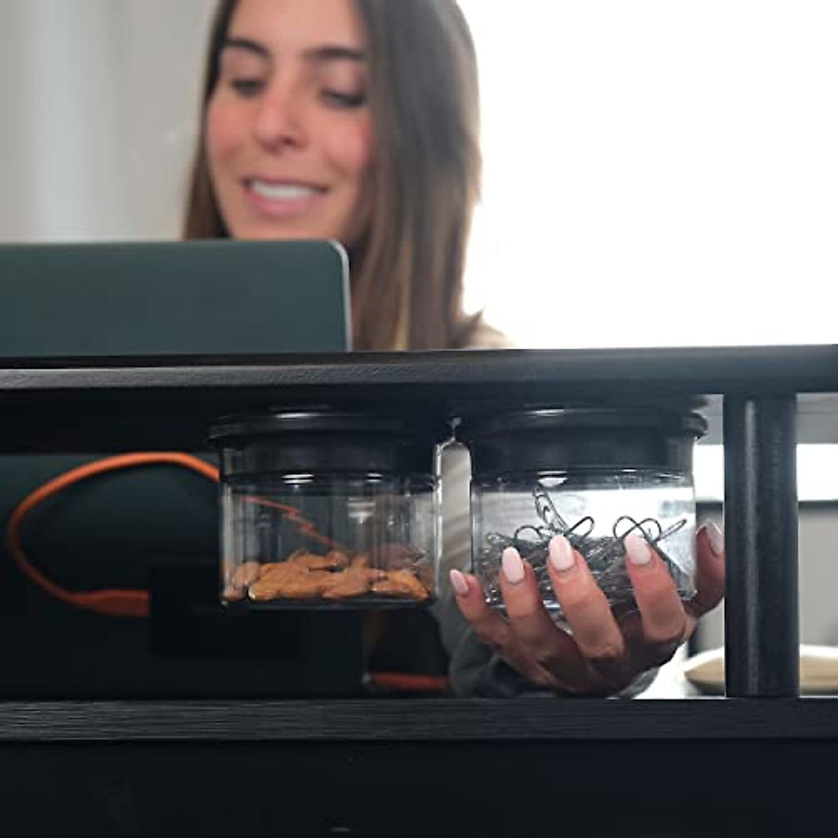 Vascito Modern Shelf Organizer, Storage Containers, Office Organization, Magnetic Paper Clip Holder, Office Candy Jar For Desk, Break Room Organizer for Small Office Space (Modern Black, 1 Pack)