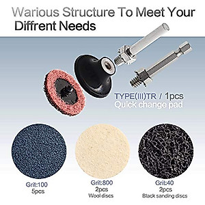 NYXCL 60Pcs Sanding Discs Set, 2 inch Quick Change Sanding Discs with 1/4" Holders, Die Grinder Surface Conditioning Burr Rust Paint Removal