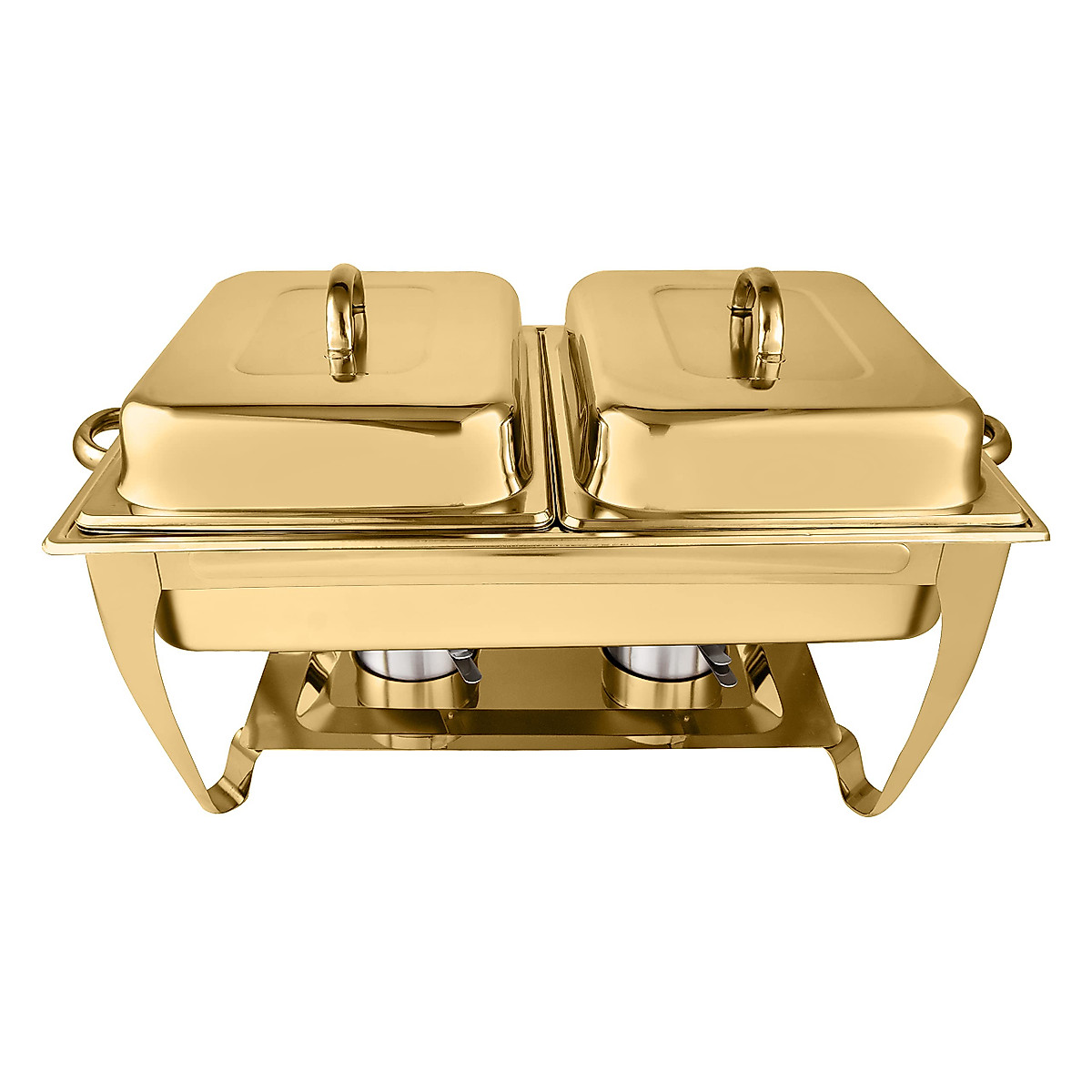 HONHPD Golden Chafing Dish Buffet Set, 9 QT Stainless Steel Food Warmer - 9 Liters Buffet Servers with Fuel Holder & Water Pan - Chafer Set for Banquet Parties Even Catering Wedding