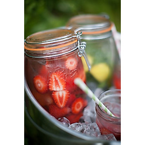 Le Parfait Super Jar, Canning Jars, 2L French Glass Canning Jar w/Round Body, Glass Jars w/Airtight Lid, Canning Jars Wide Mouth, Glass Jar With Lid, Clear Jar, Clear Glass Jars (64oz/2 Quarts, 3 pk)