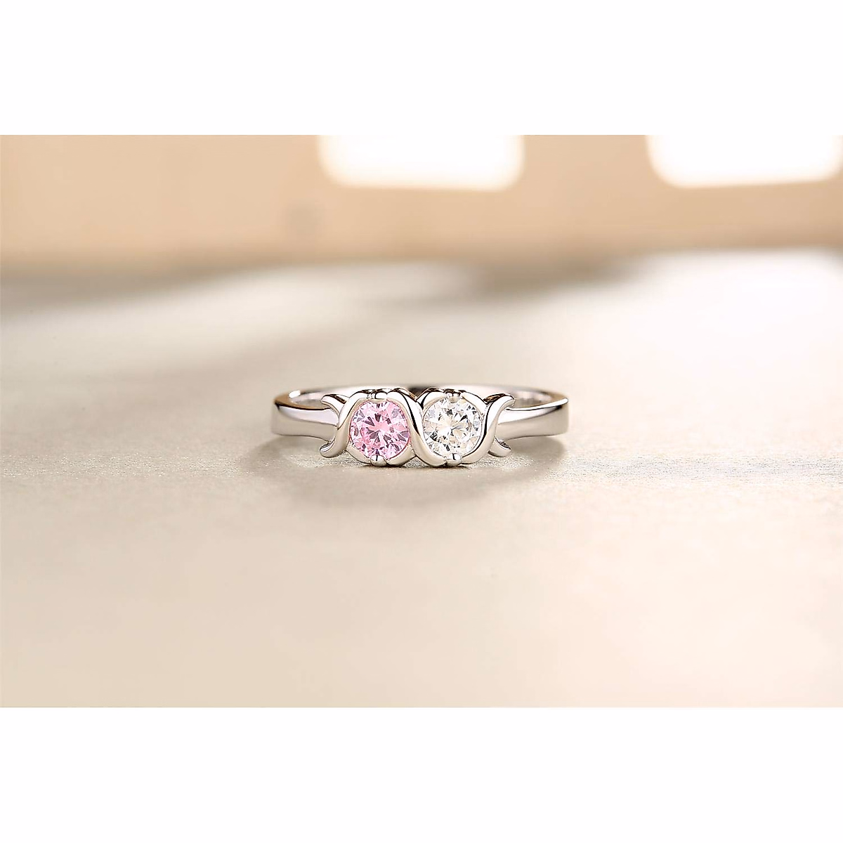 Getname Necklace Engraved XOXO Love Ring Twist Ring Mother Rings with 2-5 Simulated Birthstones Sterling Silver Rings Customized and Personalized Silver 8