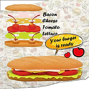 CAILLU Toddler Girls Toys Play Food Pretend Set,Food Green stem Kids Toys Burger,Boys Pretend Play