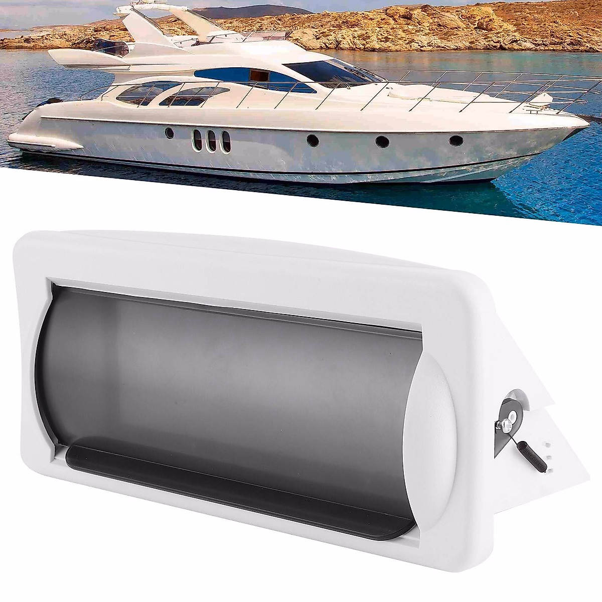 Aramox Water Resistant Marine Stereo Cover, ABS Marine Boat Single DIN DVD Waterproof Radio Cover Splash Guard Flush Mount White Shell