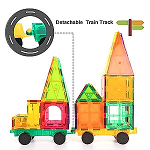 Magnetic Tiles with Cars, Kids Gifts & Toys for 3 Year Old Boys, Educational Toys for Toddlers Kids Age 3-5 4-8, Building Toys Inspire Kids Interest in STEM Learning