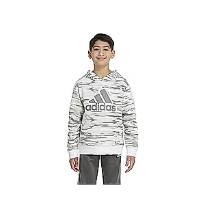 adidas Boys' Long Sleeve Camo Print Hoodie, White (New)