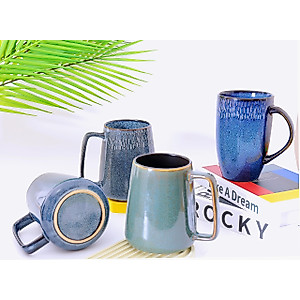 24 oz Ceramic Coffee Mug Large Milk Coffee Mug Tea Cup for Cocoa Cappuccino Latte Cereal Dishwasher Safe Microwave Safe (Green)