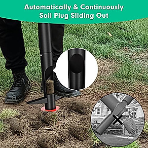 Lilyvane Bulb Planter Tool for Lawn and Garden,Heavy Duty Steel Gardening Bulb Planter Weeding Tools for Digging Hoes Soil Sampler Transplanting Sod Plugger Flower Bulb Garden Planting Tool